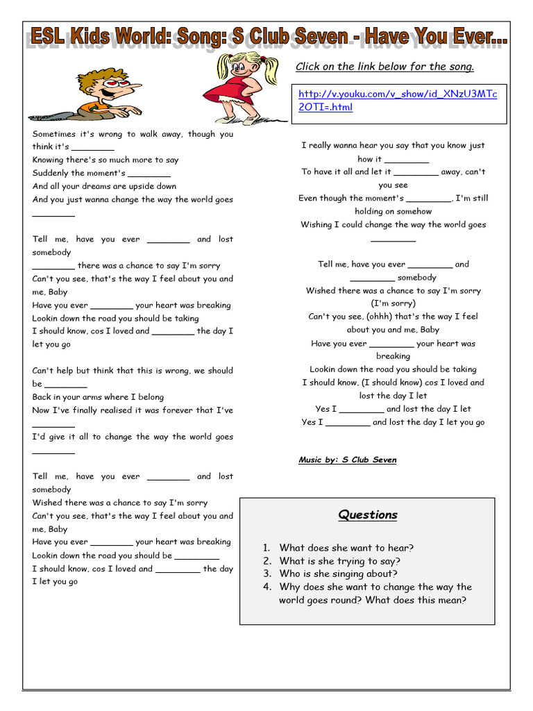 Have You Ever S Club 7 Song Worksheet | PDF