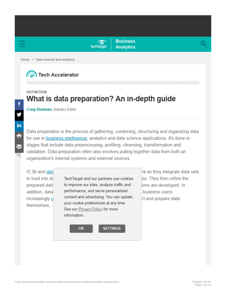 What Is Data Preparation? An In-Depth Guide - TechTarget | PDF | Business Intelligence | Analytics