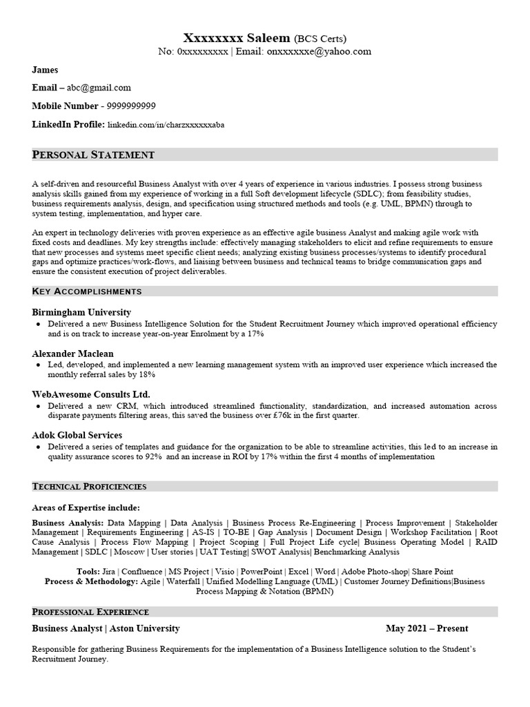 Sample Resume 2 | Download Free PDF | Scrum (Software Development) | Business