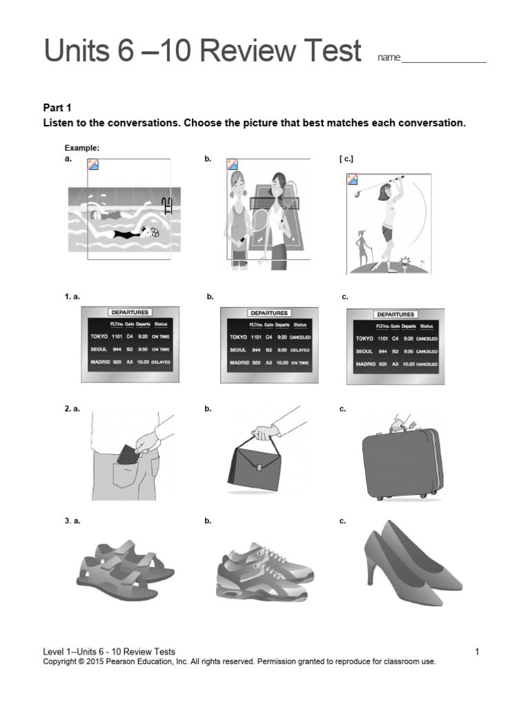 Top Notch 1 Units 6-10 Assessment | PDF | All Rights Reserved