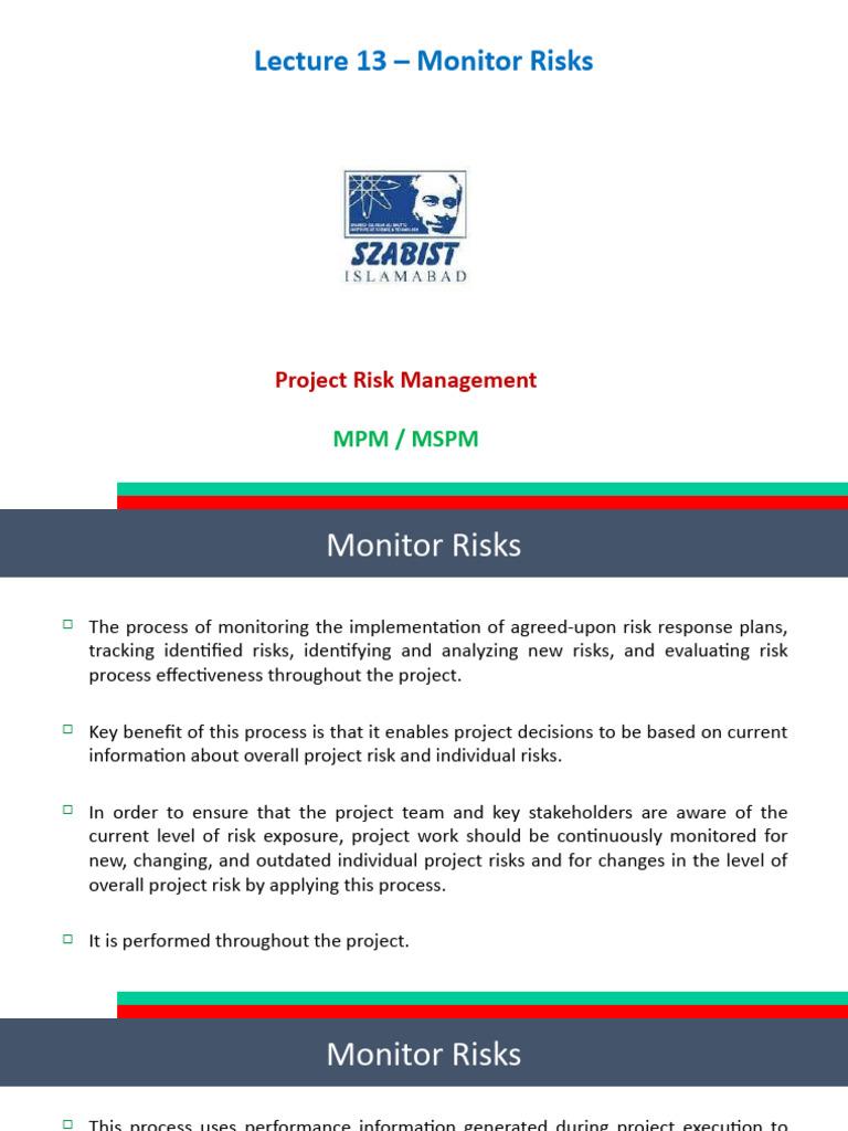 Lecture - 13 02062024 033819pm | PDF | Risk | Project Management
