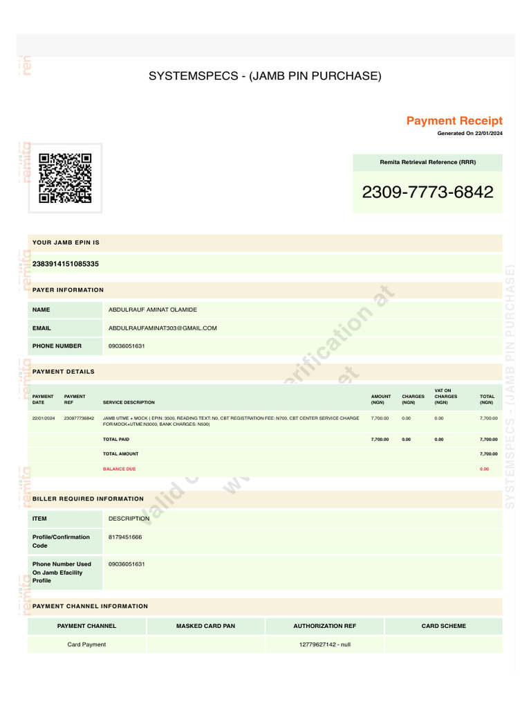 Jamb E-Pin | PDF | Payments | Services (Economics)