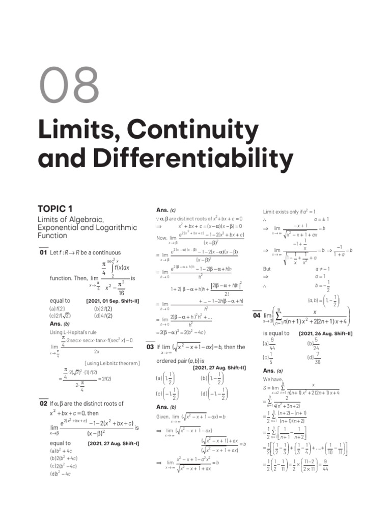 Limits Continuity and Differentiability | PDF | Discrete Mathematics | Algebra