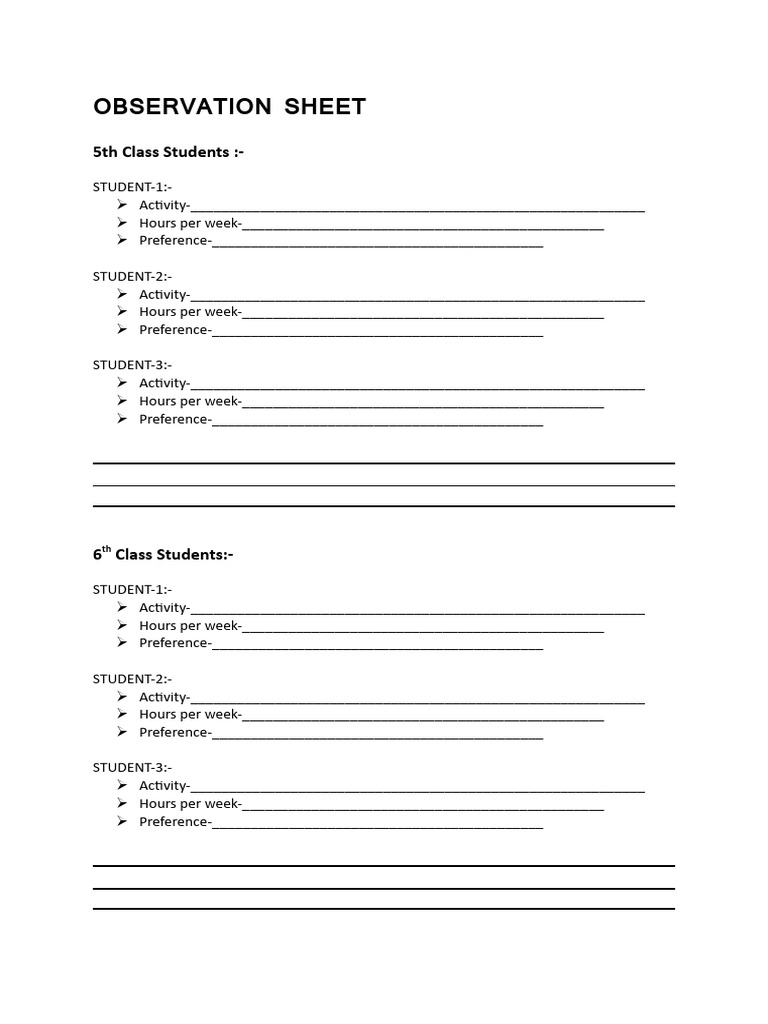 Observation Sheet | PDF
