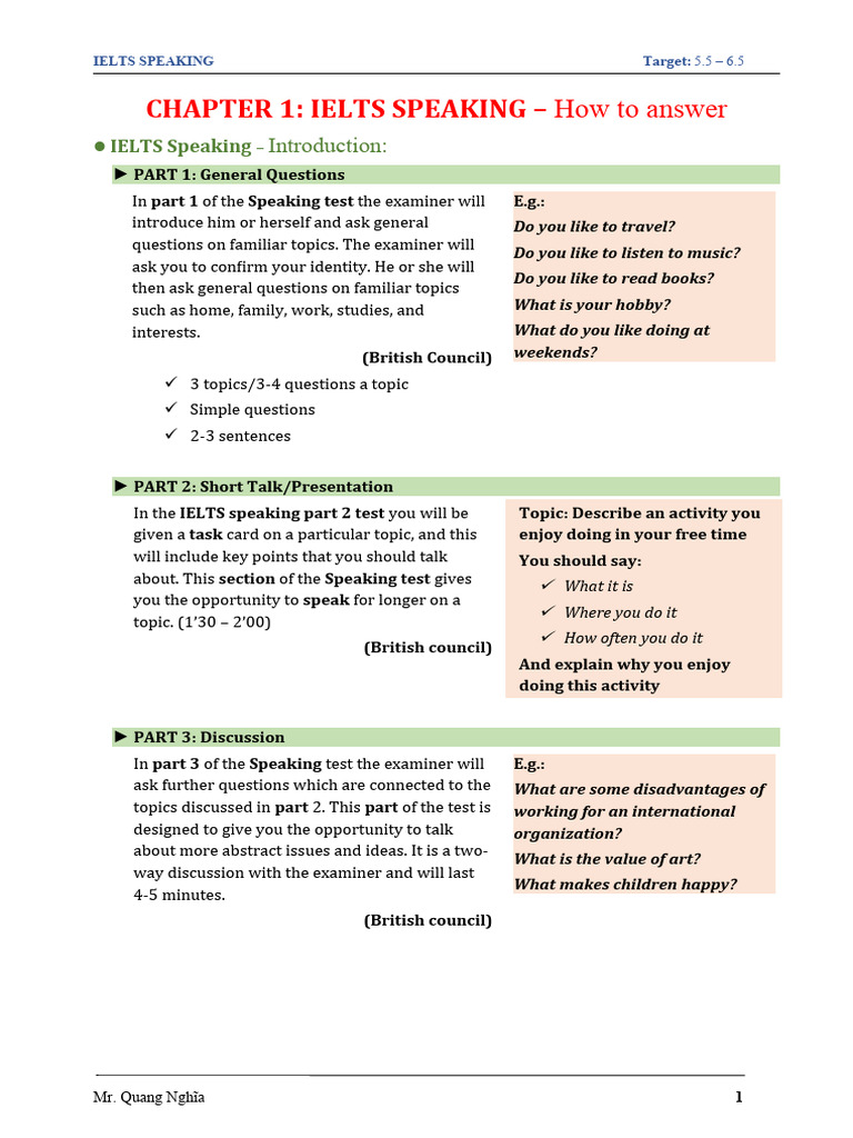 IELTS Speaking Guide: Answering Techniques | PDF | International ...
