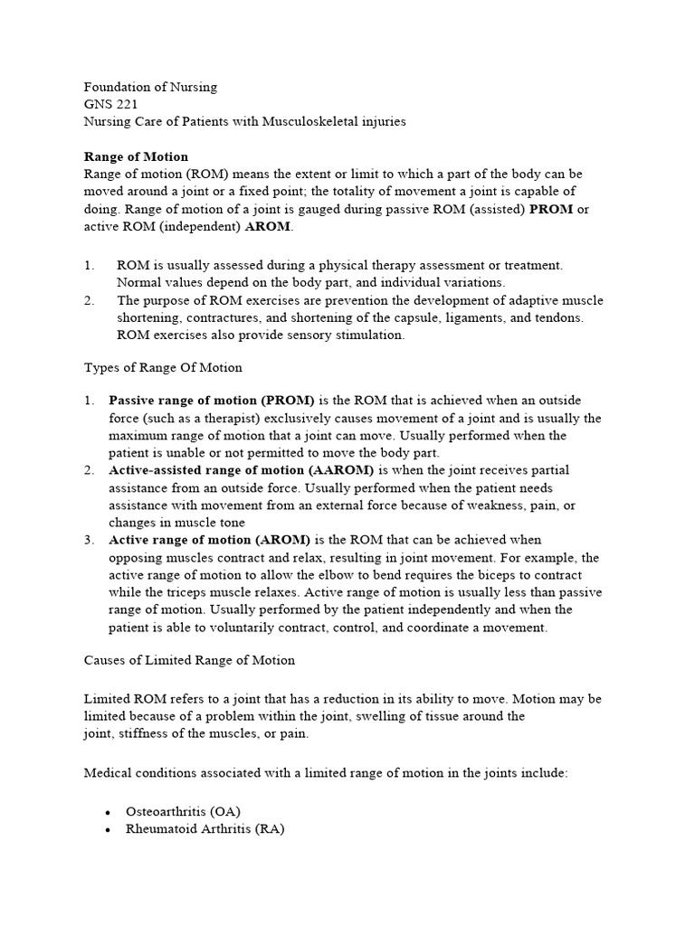 Fon 221 Range of Motion Note | PDF | Human Musculoskeletal System | Knee