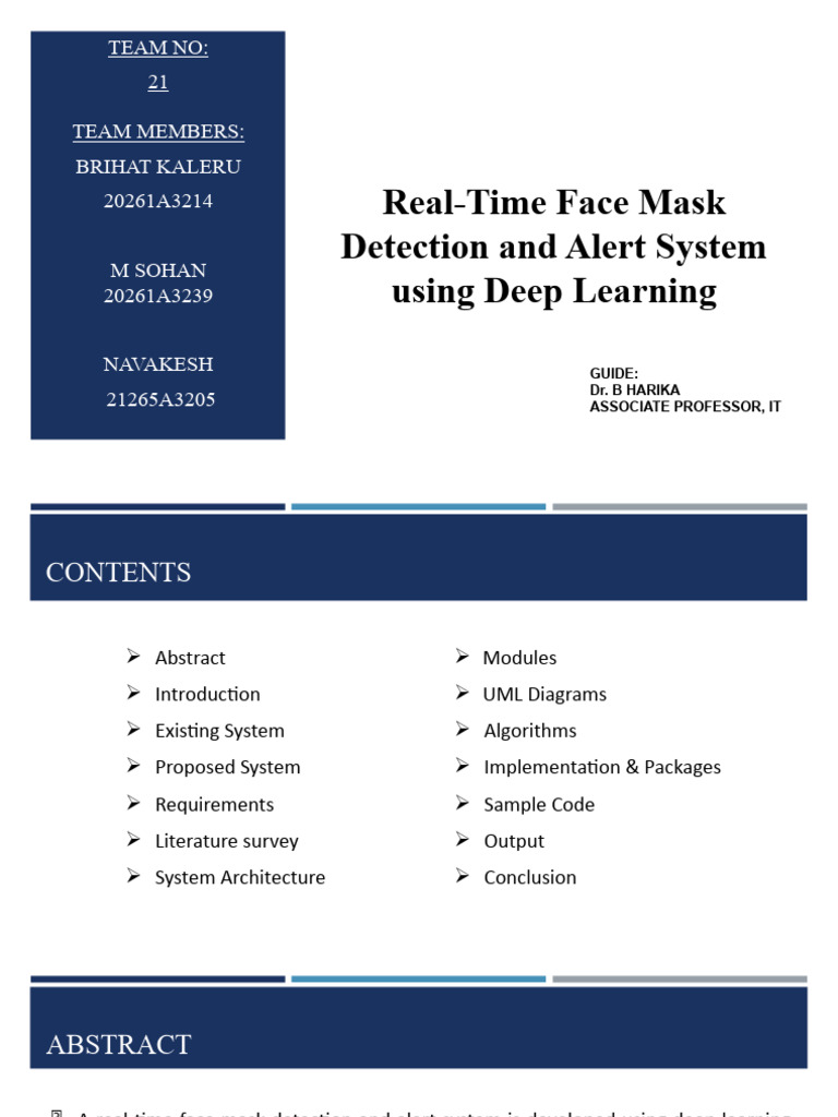 Real-Time Facemask Detection and Alerting System Using Deep Learning | PDF | Deep Learning ...
