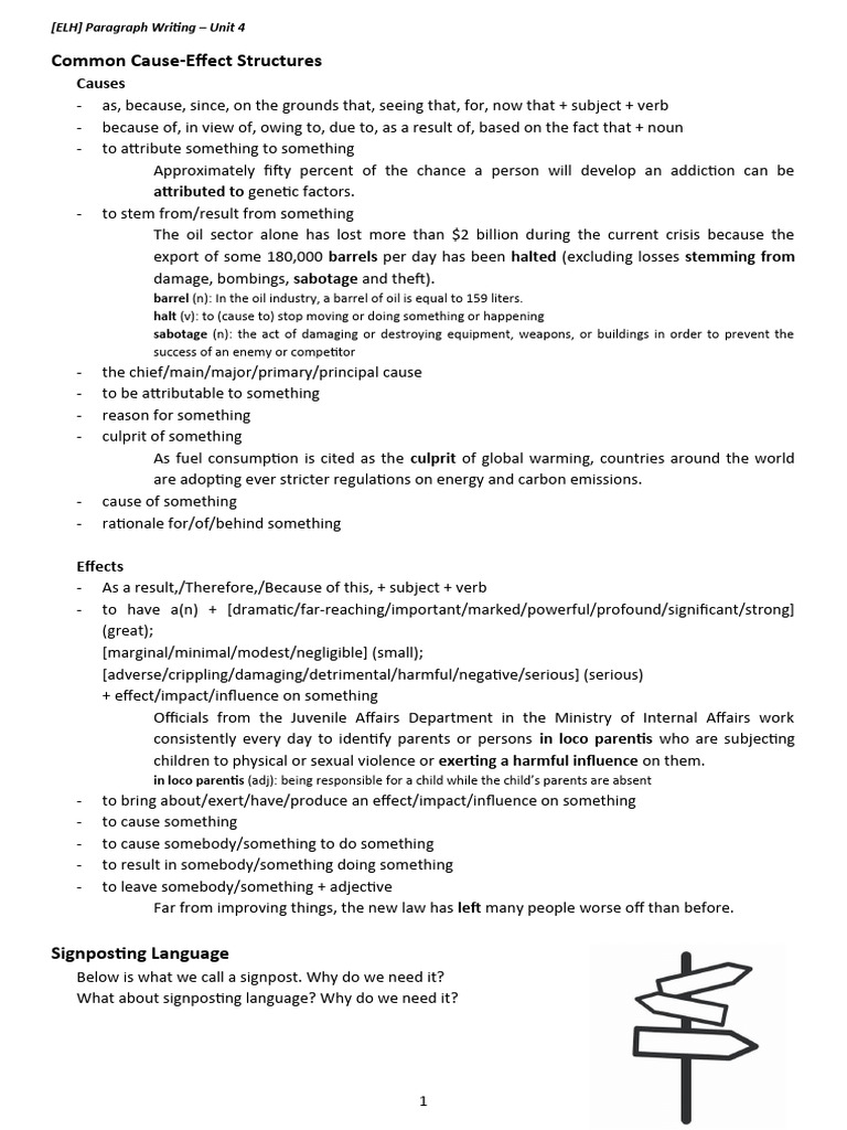 Language For Cause-Effect Writing | PDF | Adverb | Syntax