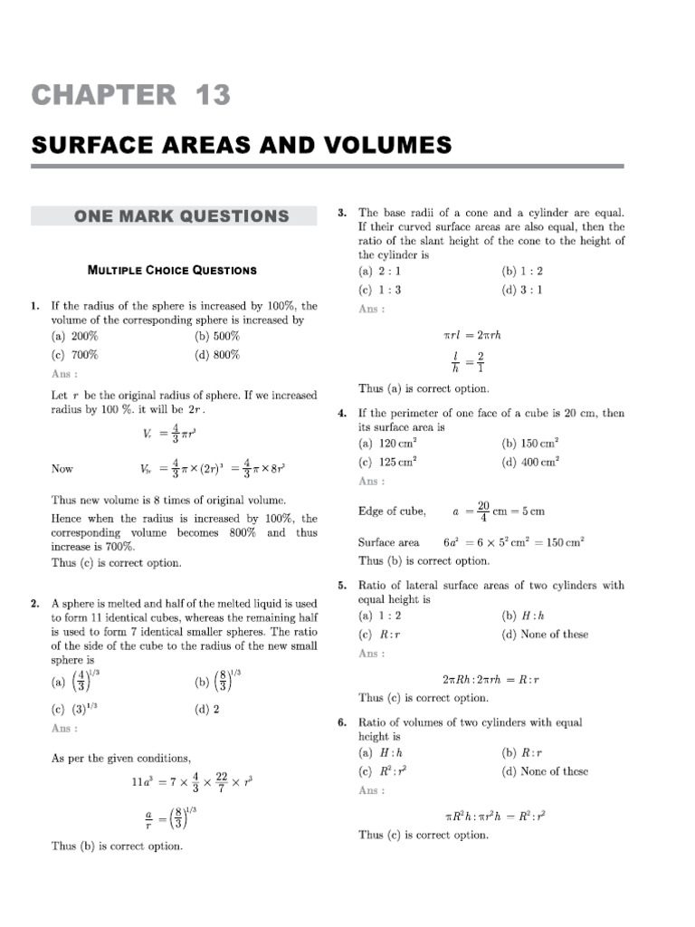 13 Surface Areas and Volumes | PDF