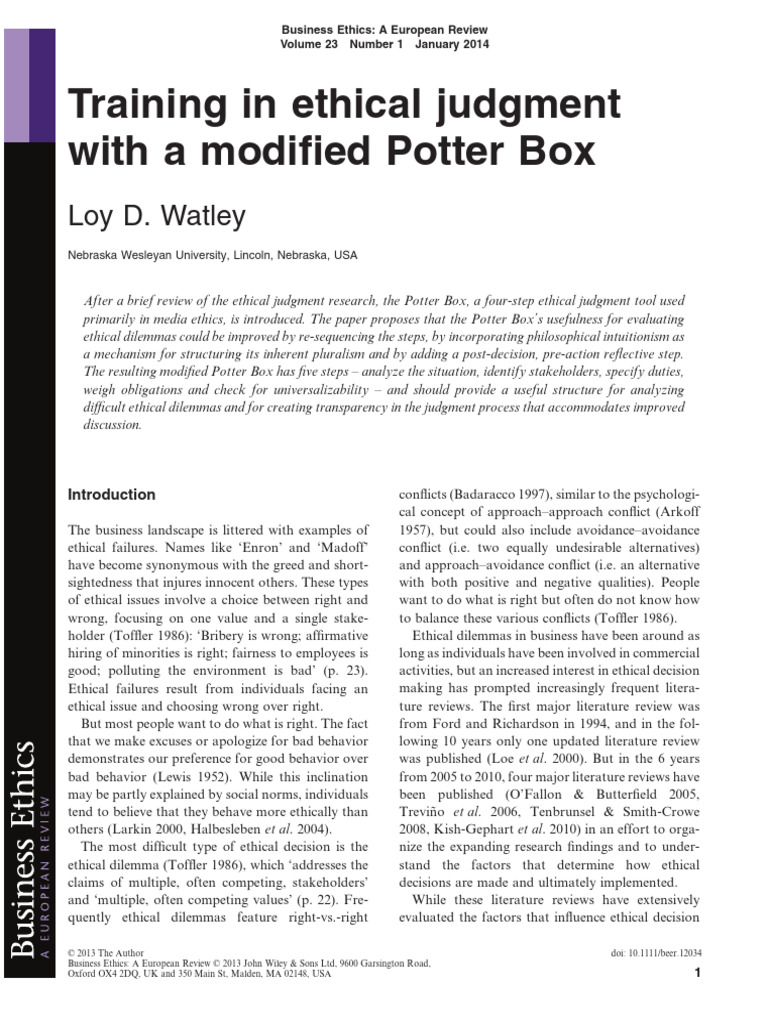 Modified Potter Box for Ethical Training | PDF | Justice | Crime & Violence