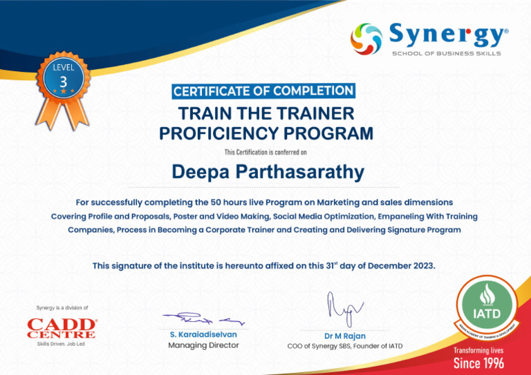 TTT Certificate 3 | PDF