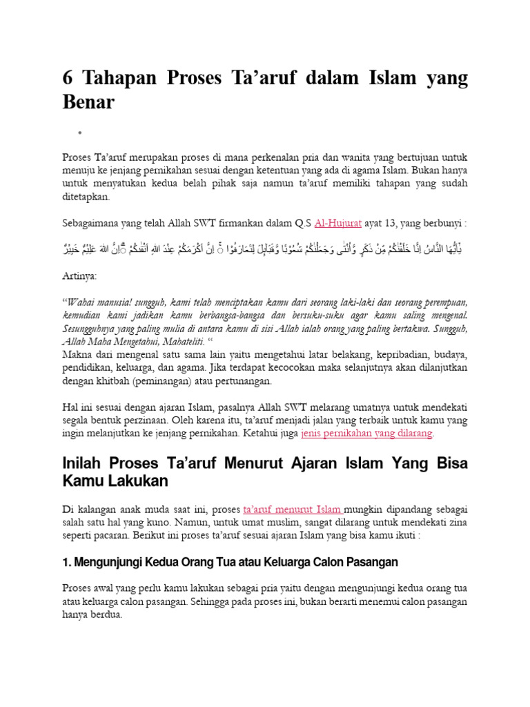 Panduan Ta'aruf Islami | PDF