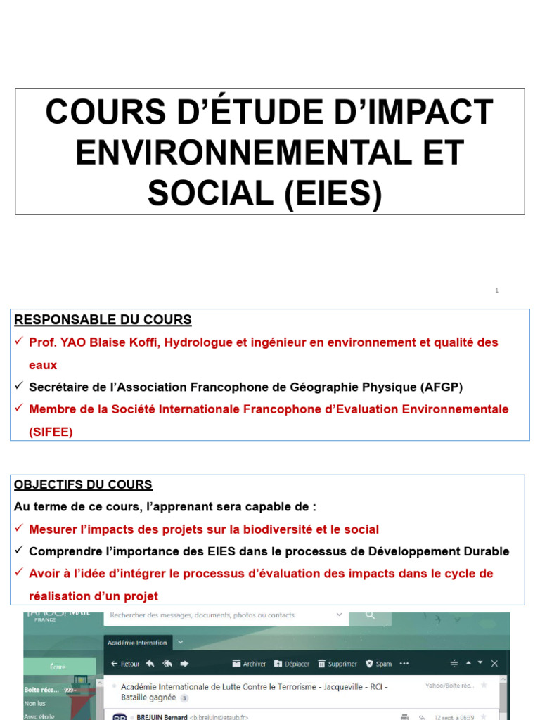 OK PPT Cours EIES 12 septembre 2019 | PDF | Environnement naturel | Développement durable