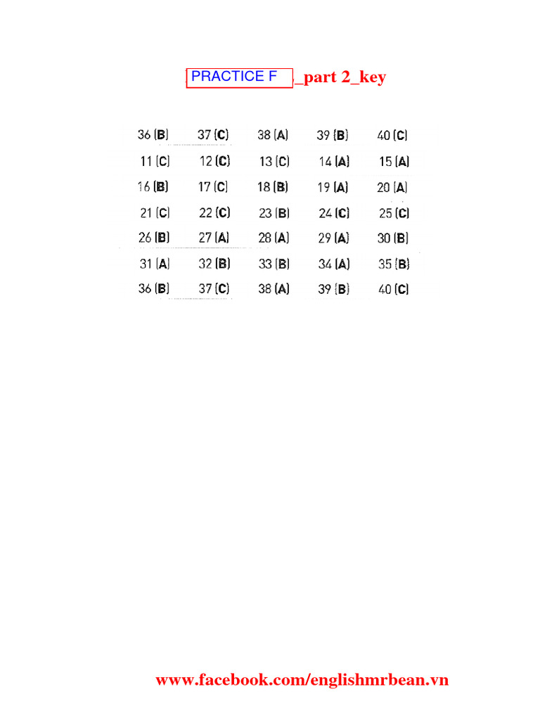 PRACTICE F - Part 2 - Key | PDF