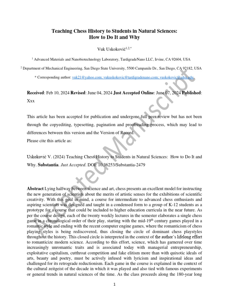 Teaching Chess History To Students in Natural Scie | PDF | World Chess ...