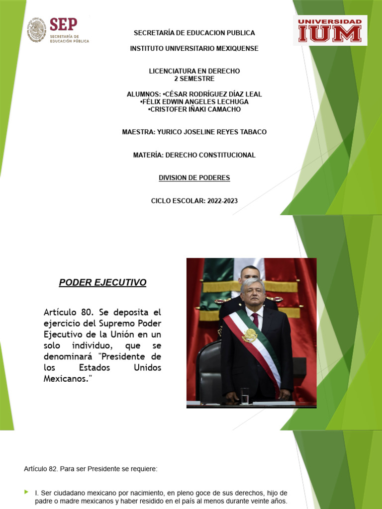 División De Poderes En México Constitución Pdf Legislador Gobierno