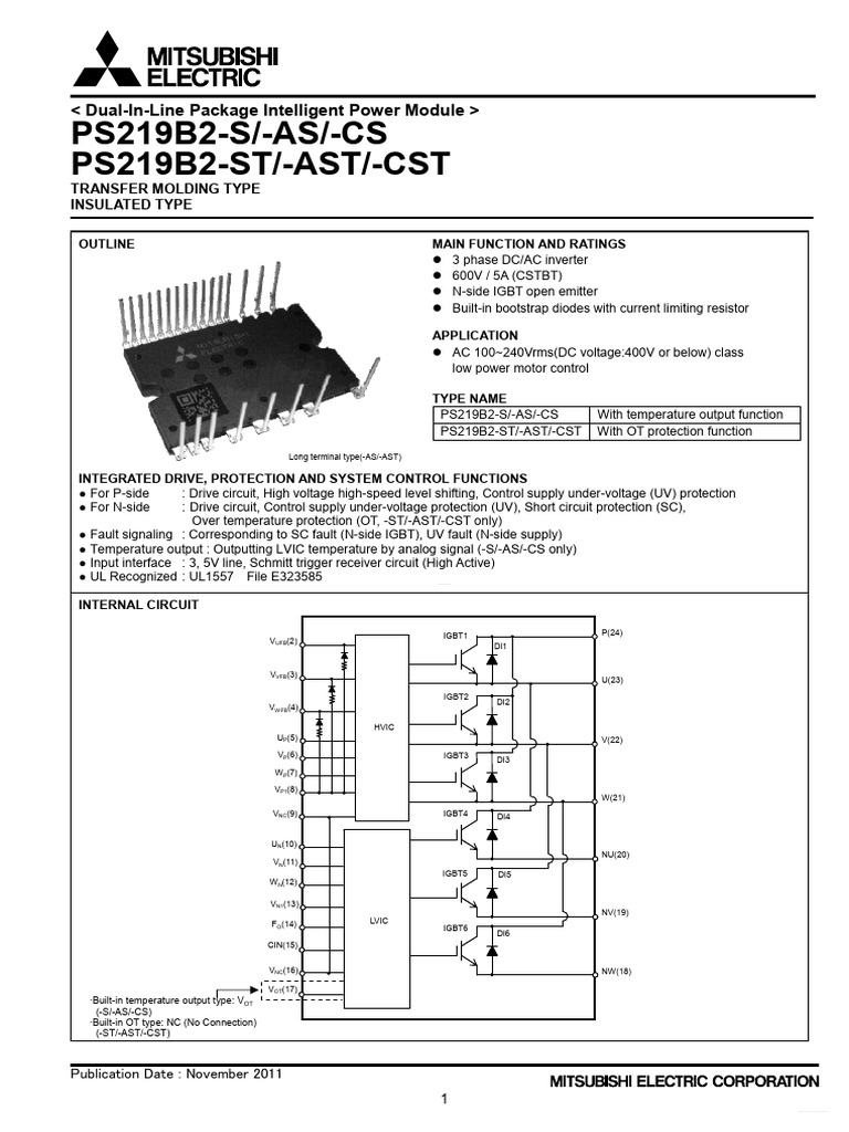 PS219B2 AST Mitsubishi Electric Semiconductor | PDF | Power Supply ...