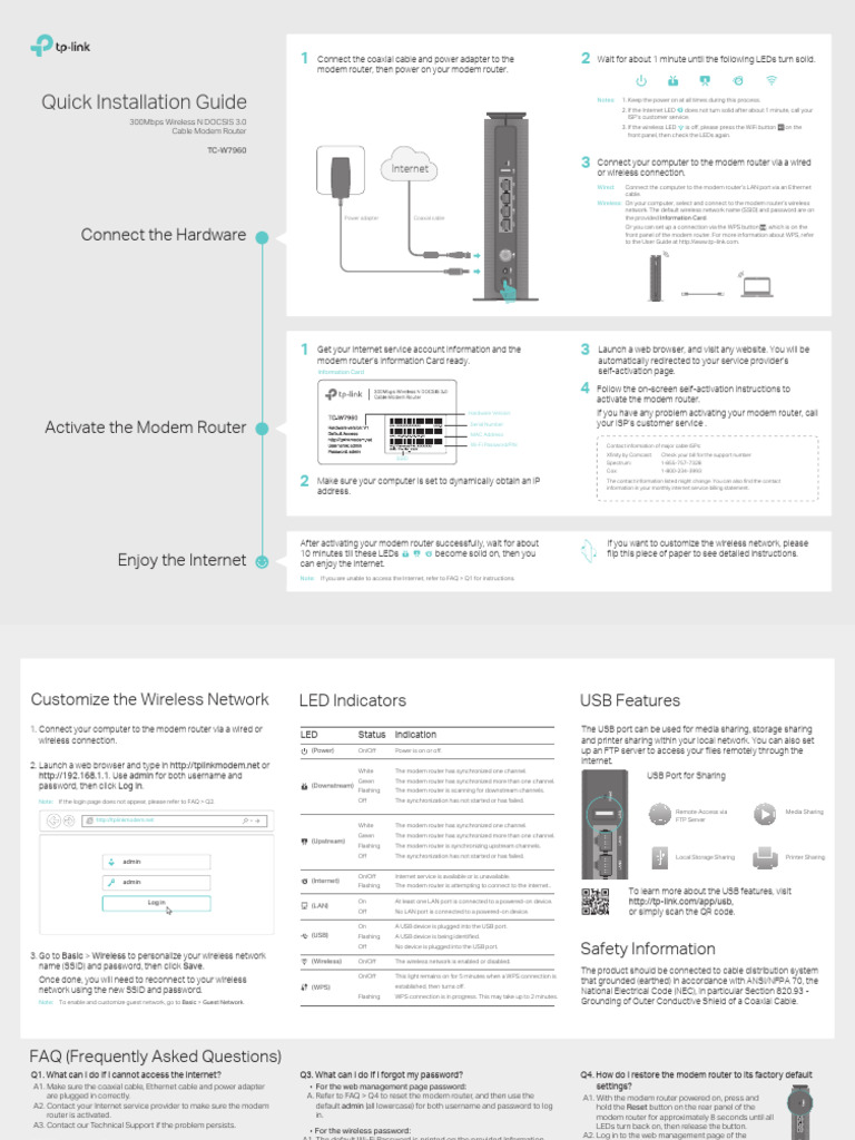 TC-W7960 (Us) Qig | PDF | Wi Fi | Computer Network