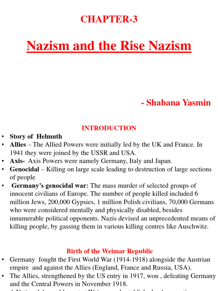 Ch-3 Rise of Nazism and Hitler | PDF | Weimar Republic | Nazi Germany