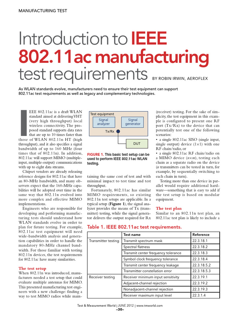 IEEE 802.11ac Test Requirements Overview | PDF | Ieee 802.11 | Mimo