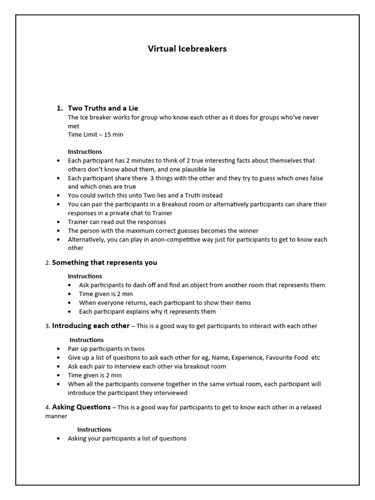 Virtual Icebreakers | PDF