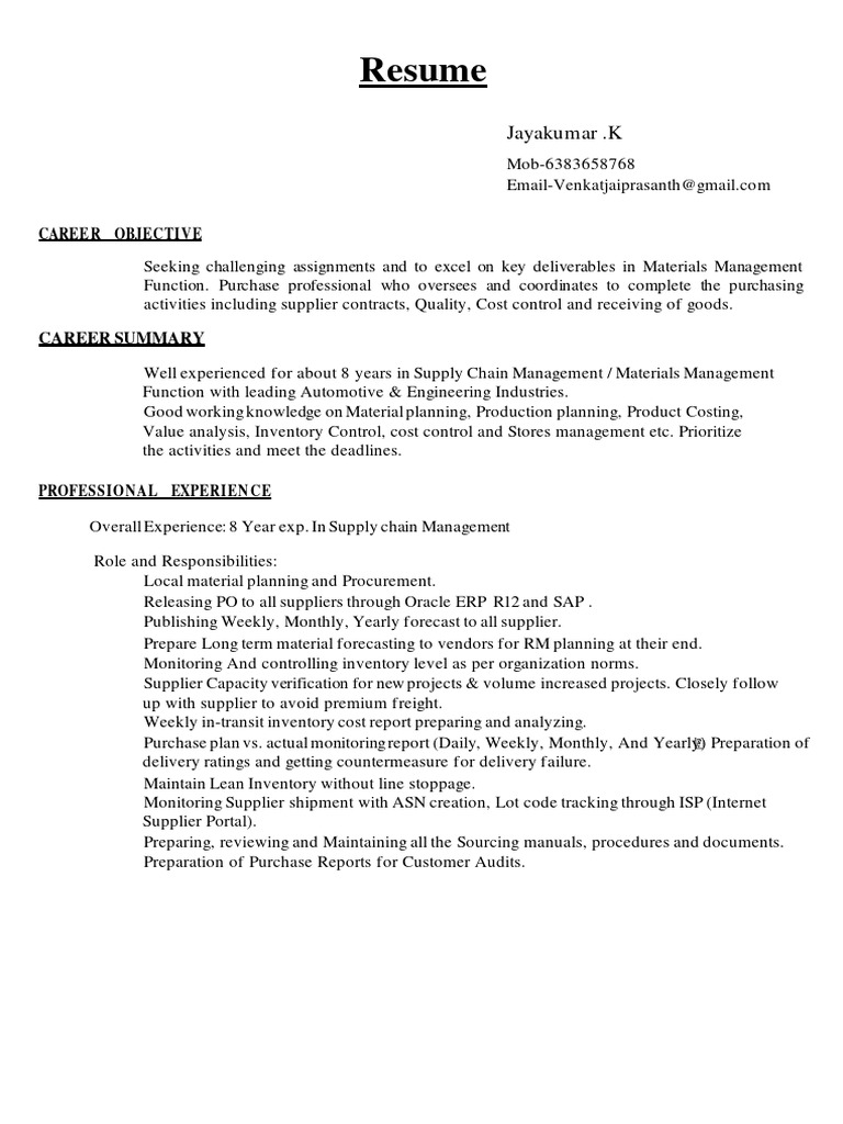 Jayakumar.K - PDF..222.Pppppp | PDF | Supply Chain Management | Inventory