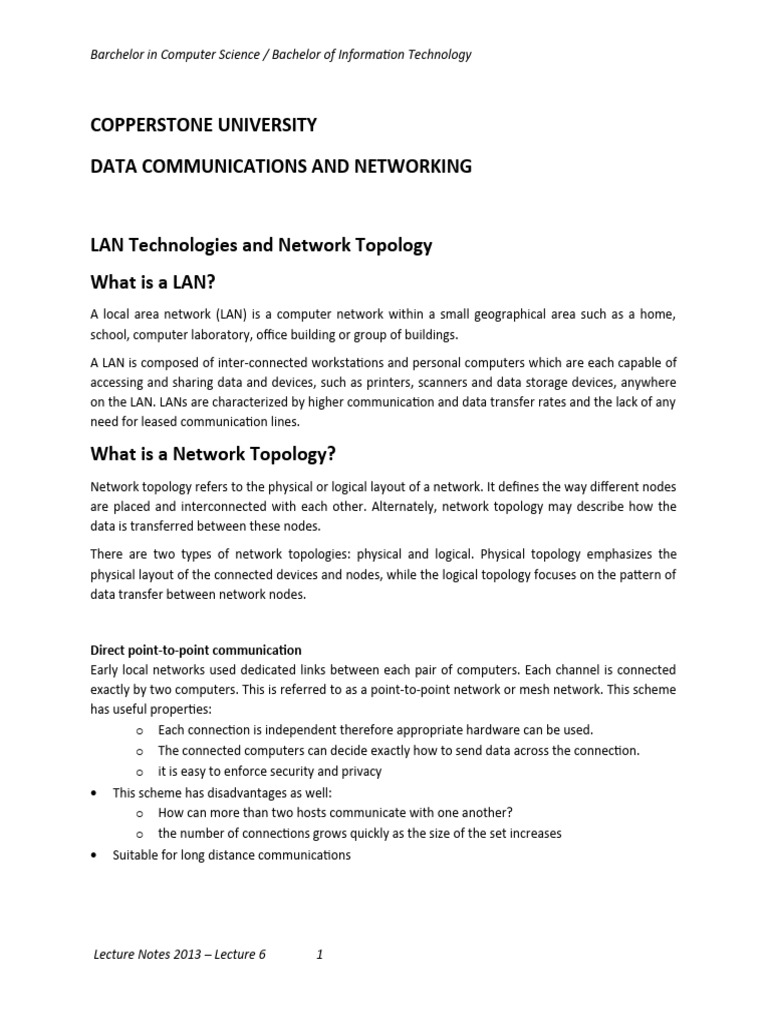 Understanding LANs and Network Topologies | PDF | Network Topology | Computer Network