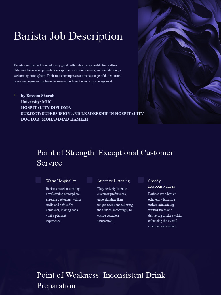 Barista Job Description and Responsibilities | PDF