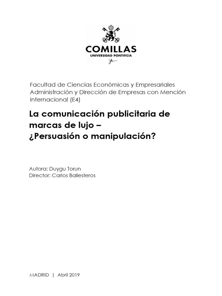 La Comunicación Publicitaria de Marcas de Lujo - Duygu Torun | PDF ...