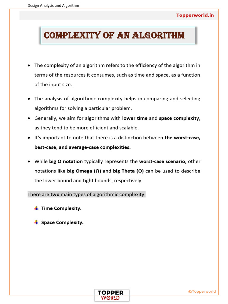 Complexity Of An Algorithm Pdf Time Complexity Mathematics 