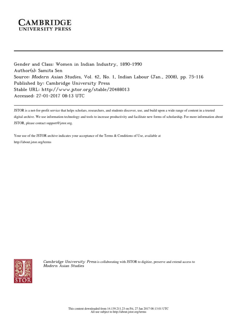 Samita Sen | PDF | Trade Union | Labour Economics