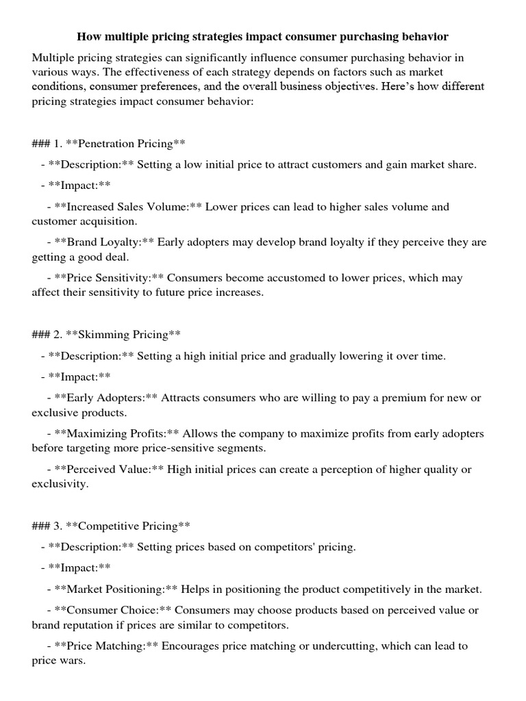 How Multiple Pricing Strategies Impact Consumer Purchasing Behavior ... How Multiple Pricing Strategies Impact Consumer Purchasing Behavior ...