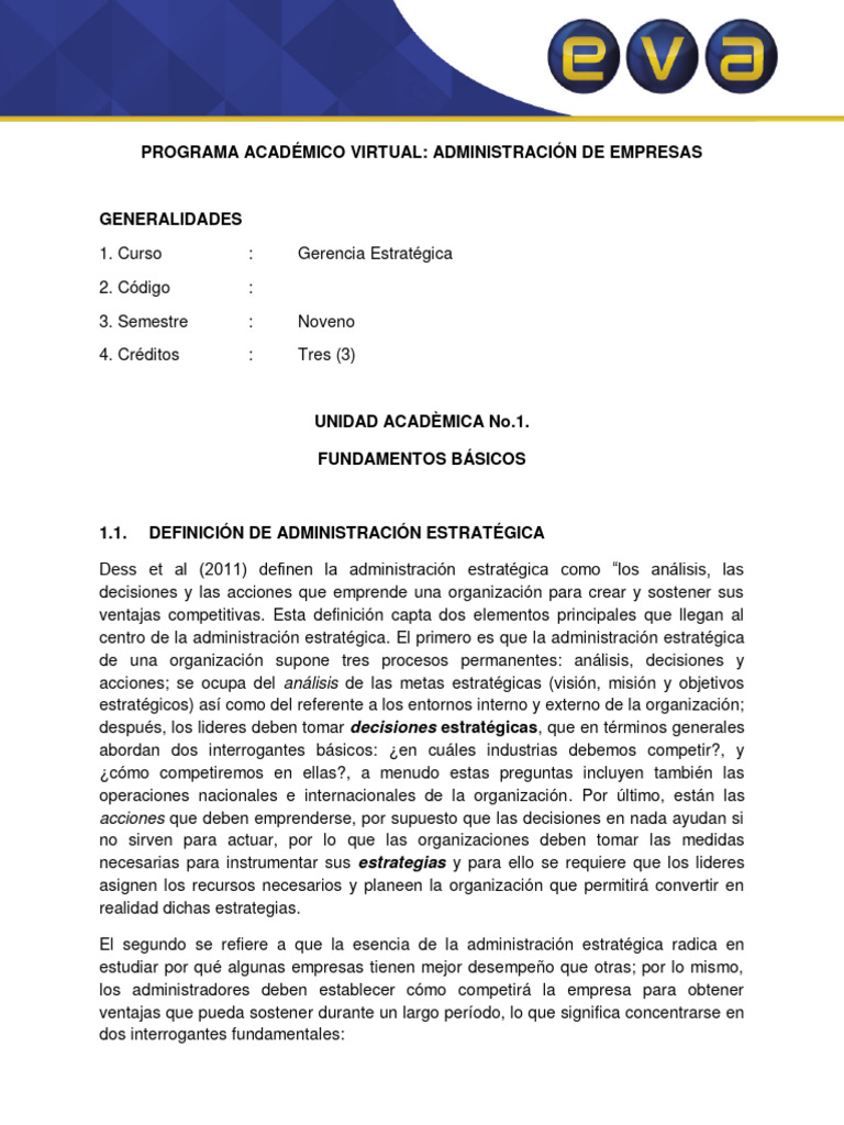 Actividad - Mapa mental de Fundamentos Ba´sicos de Direccio´n Estrate´gica | PDF | Business ...