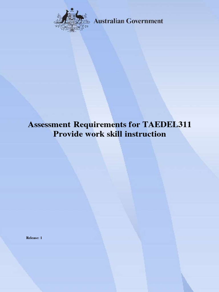 TAEDEL311 AssessmentRequirements R1 | PDF | Learning | Occupational ...