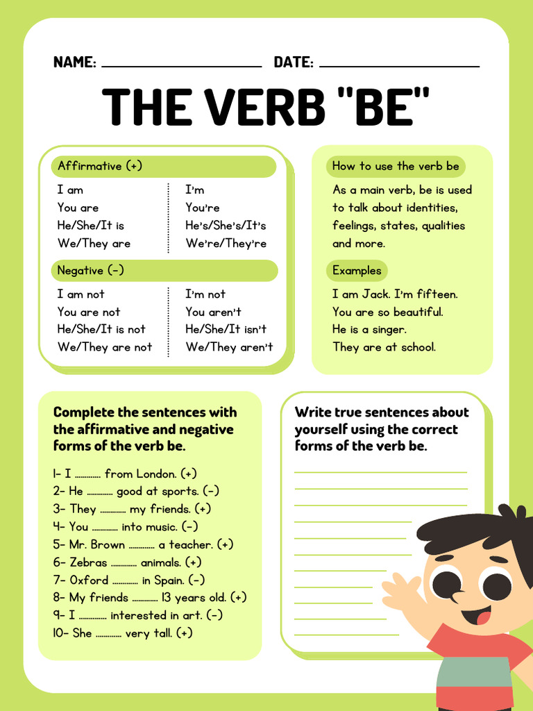 The Verb Be (Am, Is, Are) Grammar Worksheet | PDF