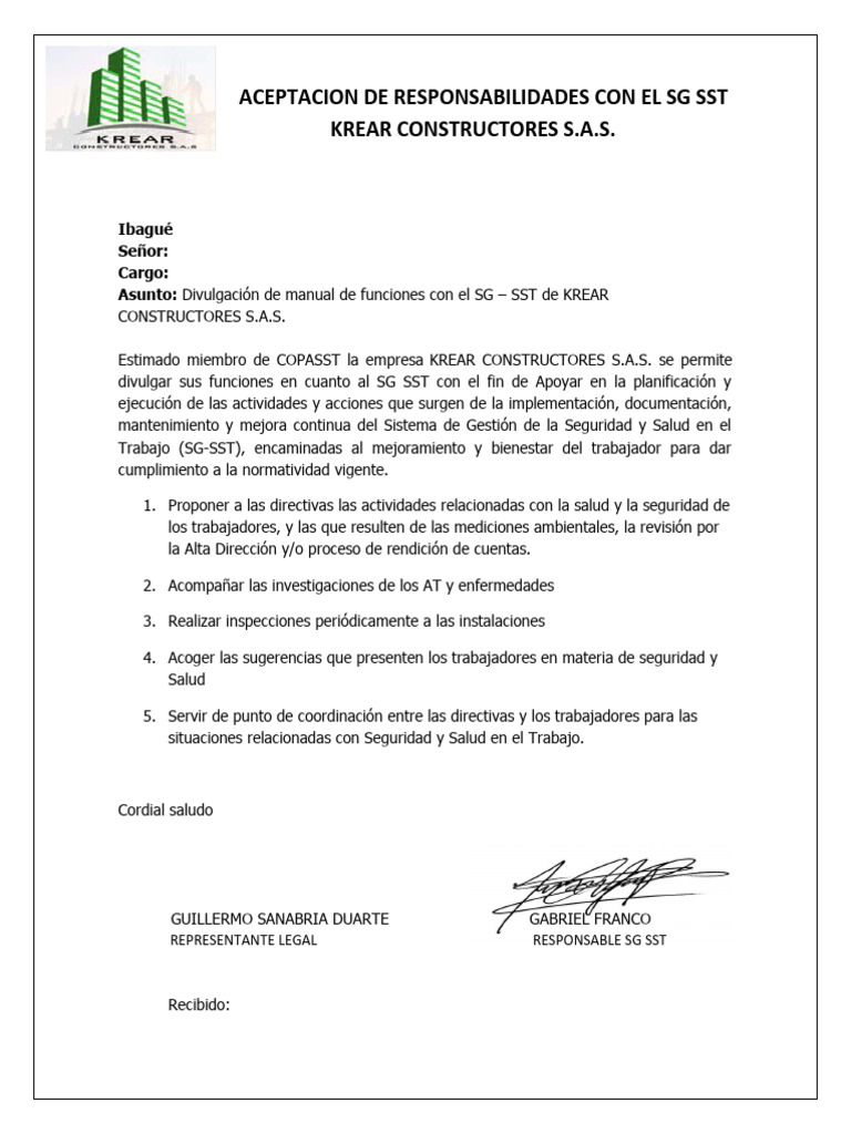Funciones COPASST en SG-SST KREAR | PDF