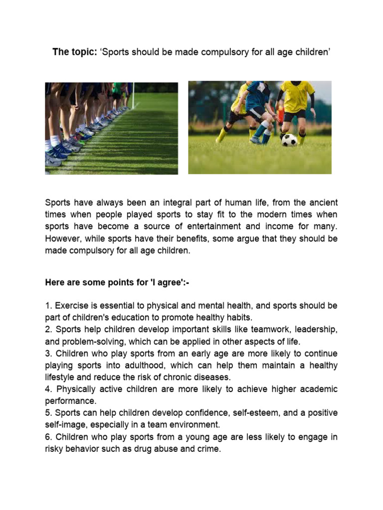 Should Sports Be Mandatory for Kids? | PDF