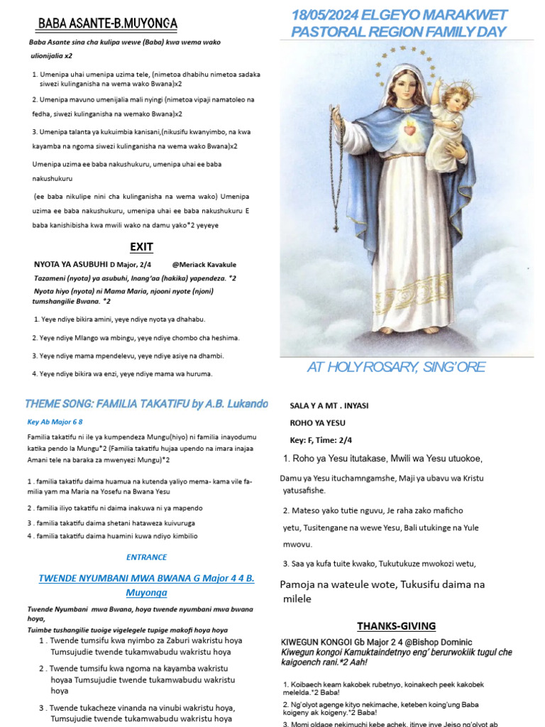 Baba Asante: Nyimbo za Ibada na Sadaka | PDF | Religion & Spirituality