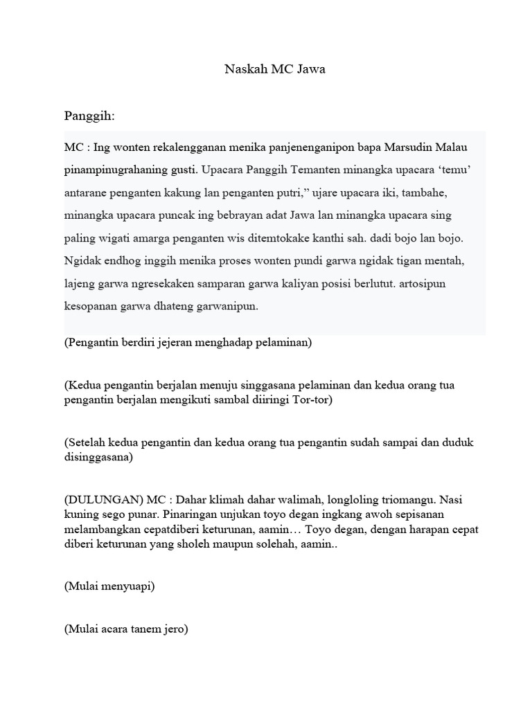 Naskah MC Jawa | PDF