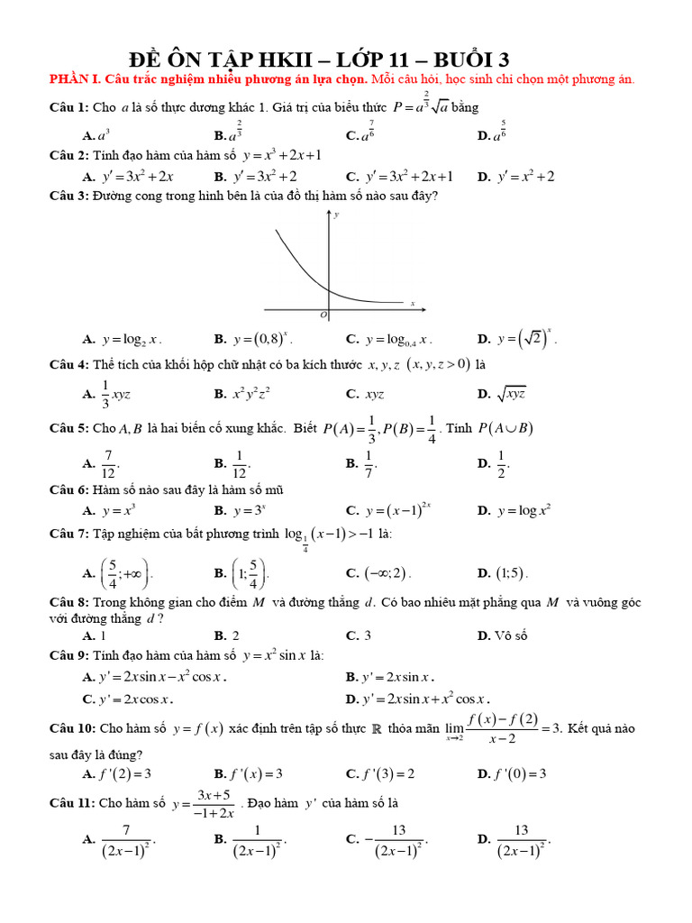 Ôn Tập Lớp 11 - HKII - Buổi 3 | PDF