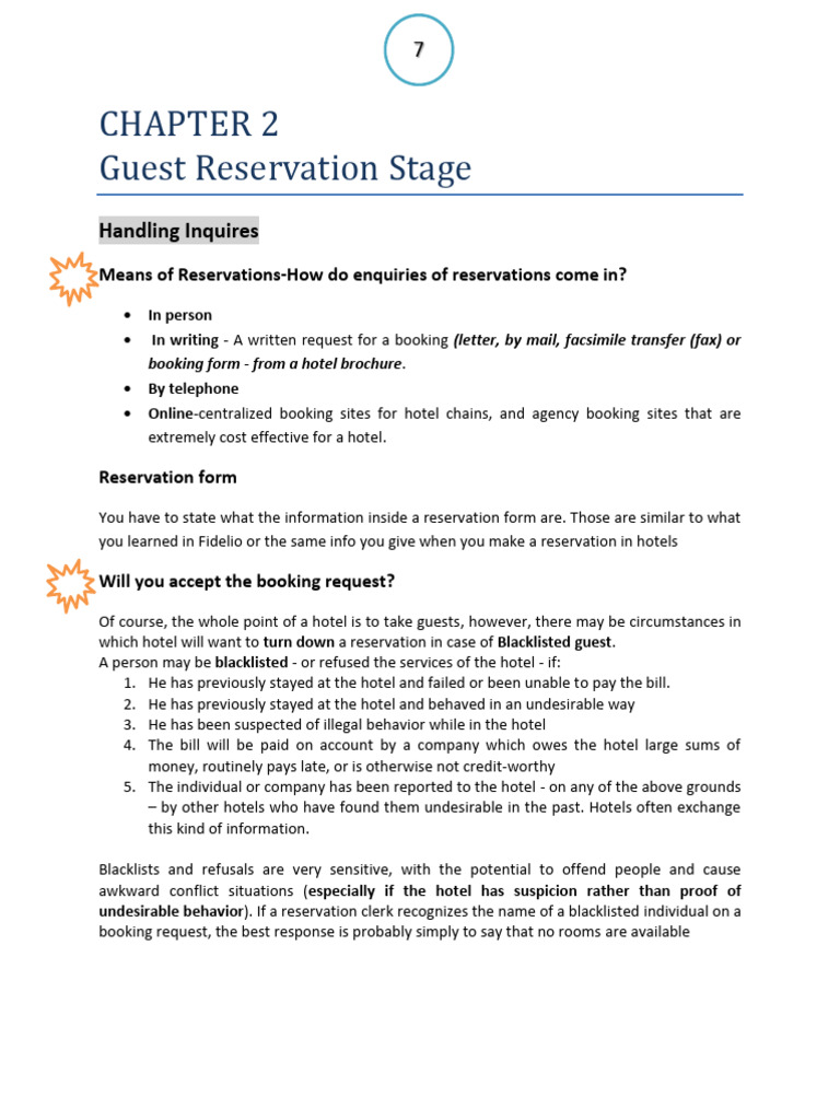 Hotel Reservation Process Explained | PDF