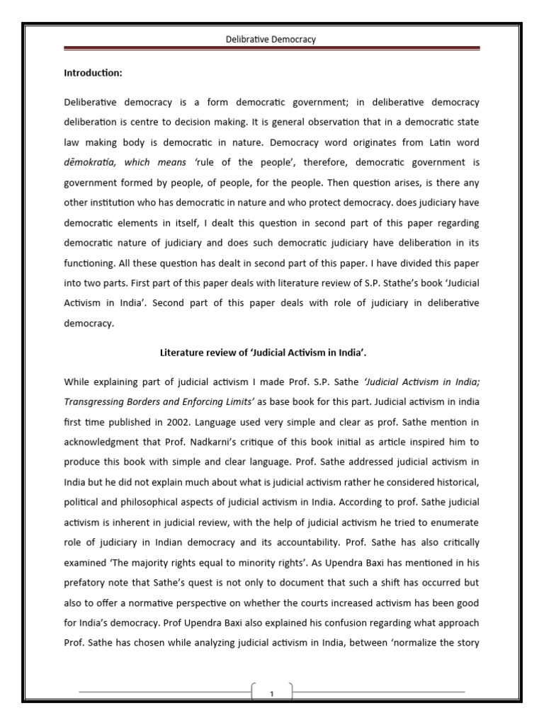 Deliberative Democracy and Judicial Activism | PDF | Deliberation ...