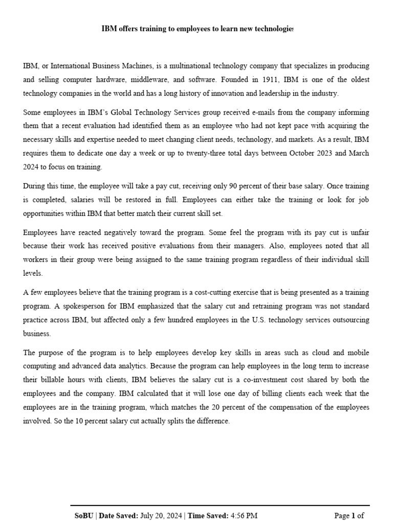 IBM Case Study For HRM | PDF | Ibm | Employment