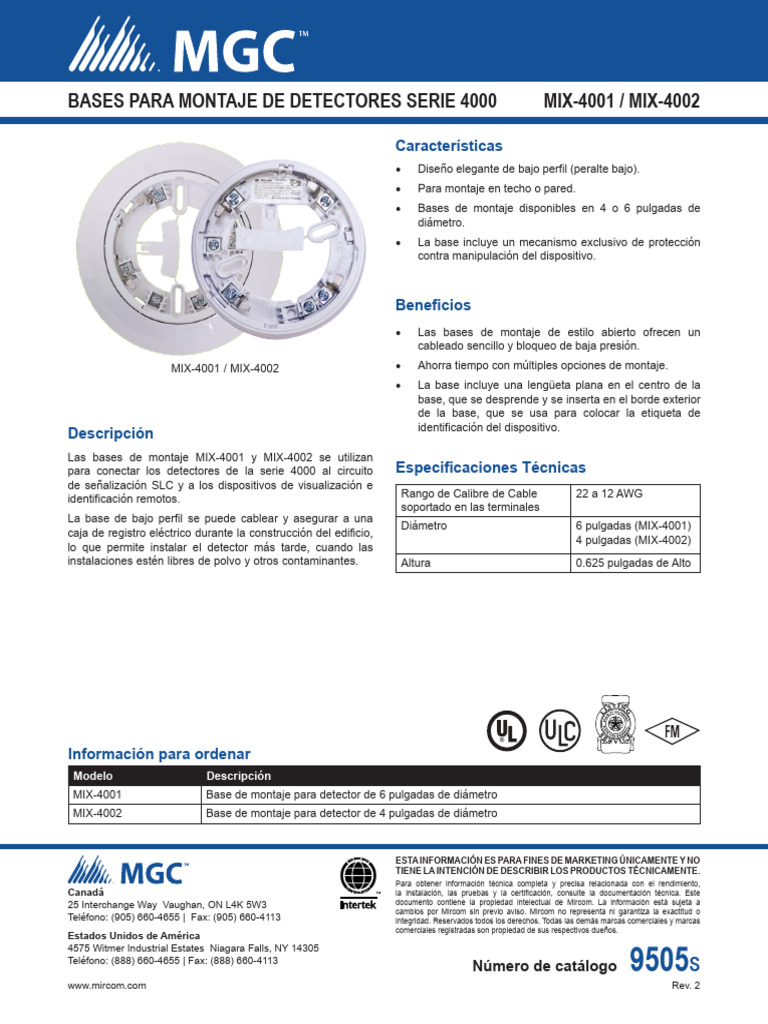 Ficha - Tec - Mix 4001 Mix 4002 Base - Detector | PDF