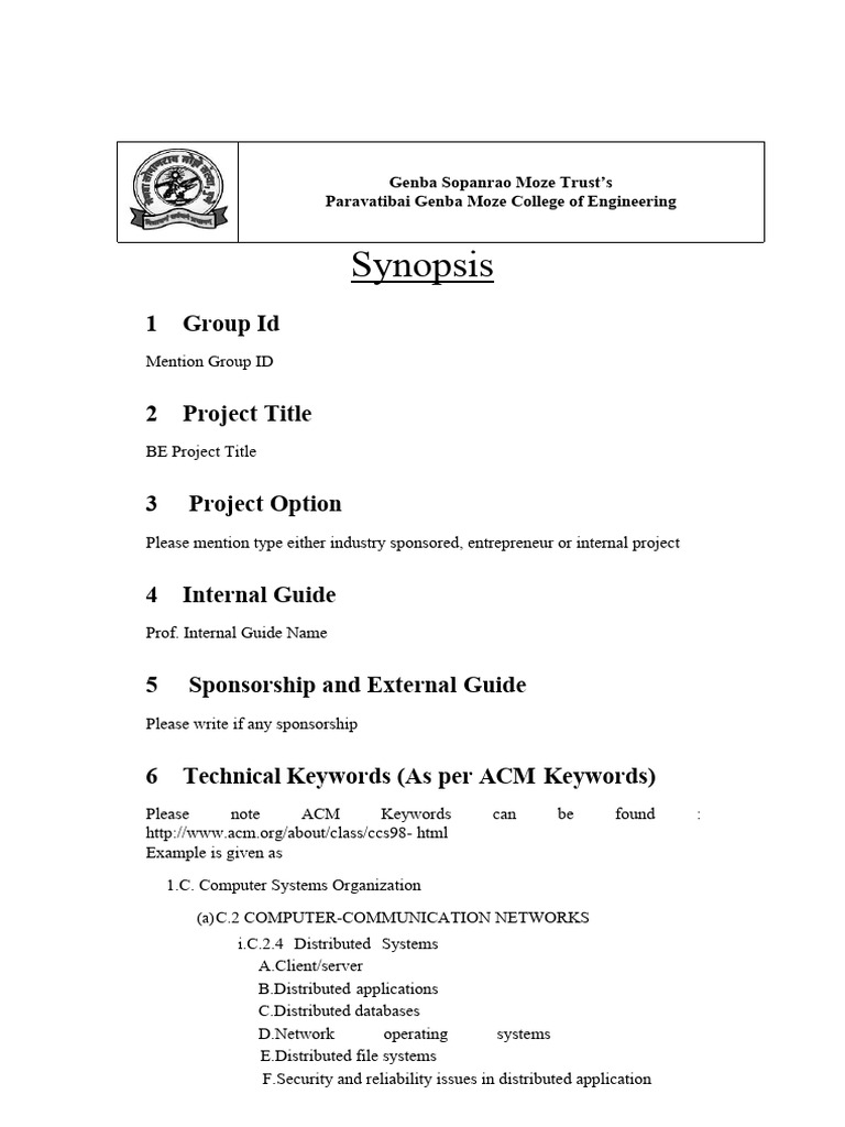 Synopsis Template | PDF