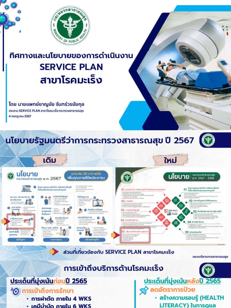 ทิศทางและนโยบายของการดำเนินงาน Service Plan สาขาโ | PDF
