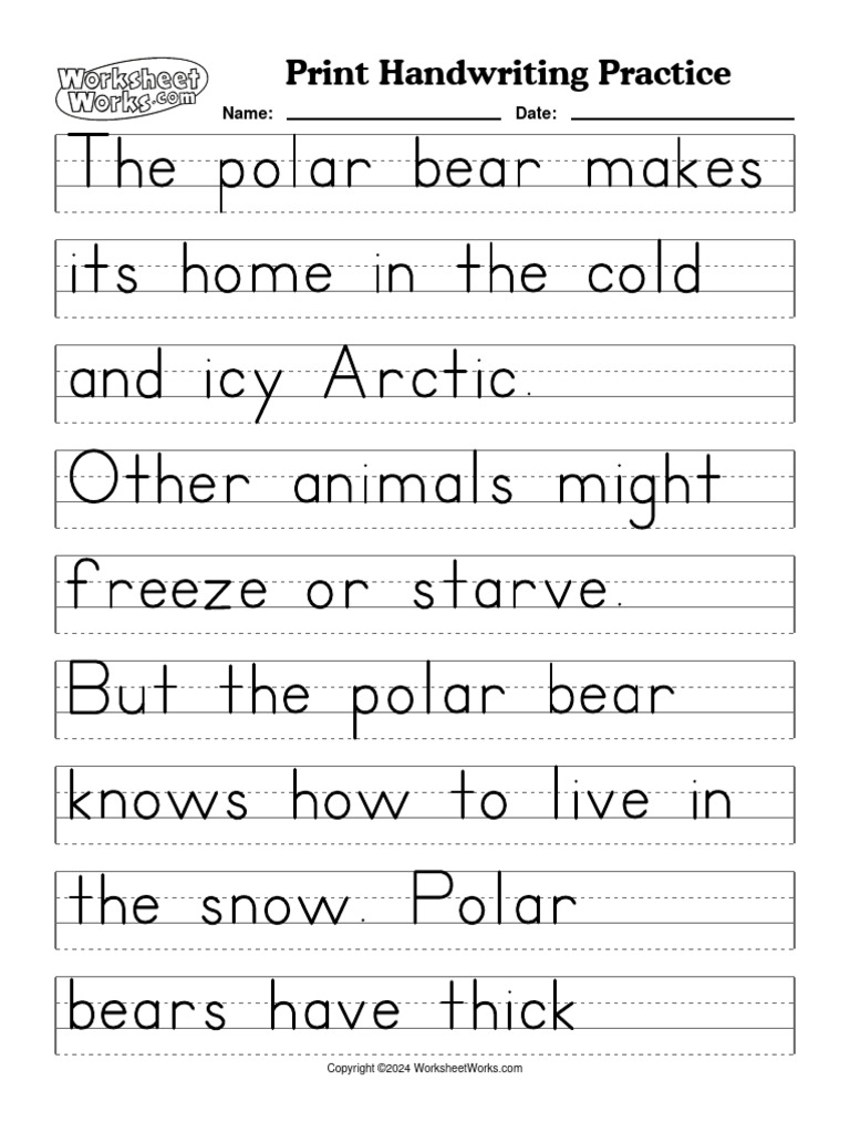 WorksheetWorks Print Handwriting Practice 1 | PDF