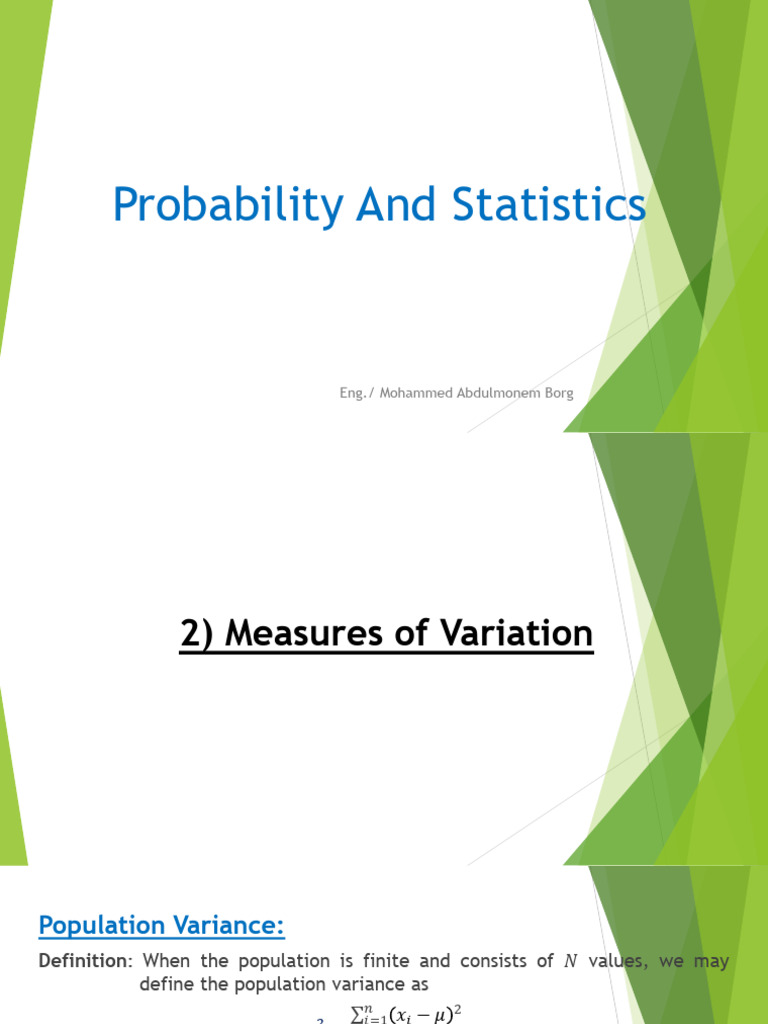 Probability and statistics (Tutorial 2) | Download Free PDF | Variance | Coefficient Of Variation