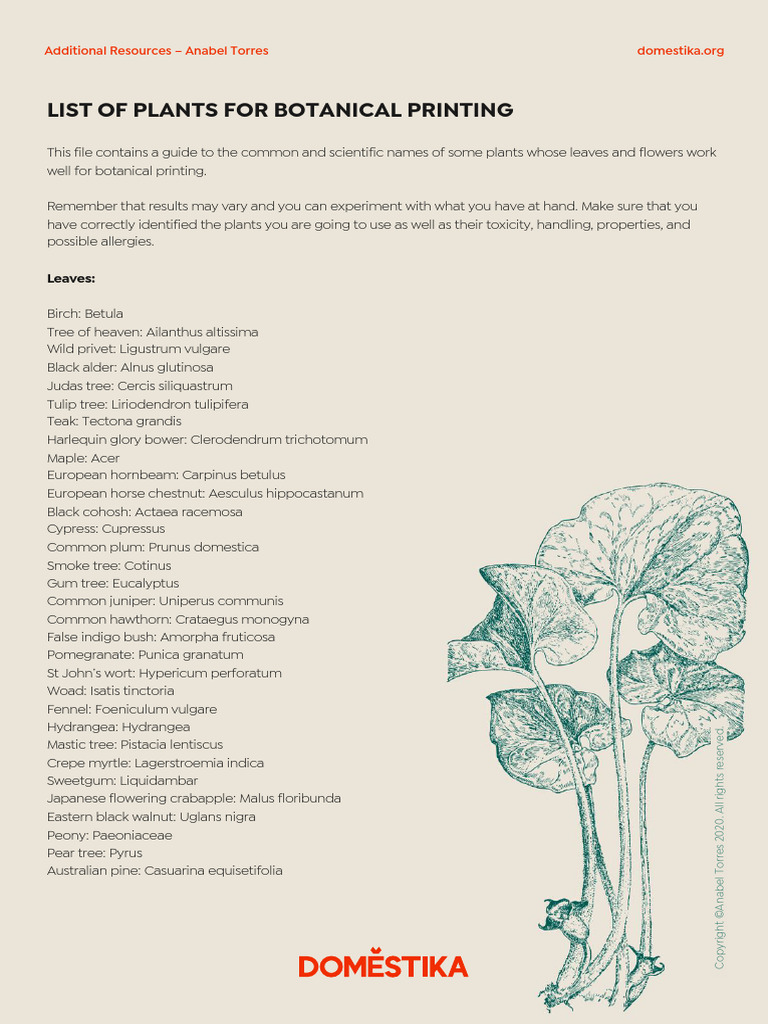 Plants for Botanical Printing Guide | PDF | Trees | Garden Plants