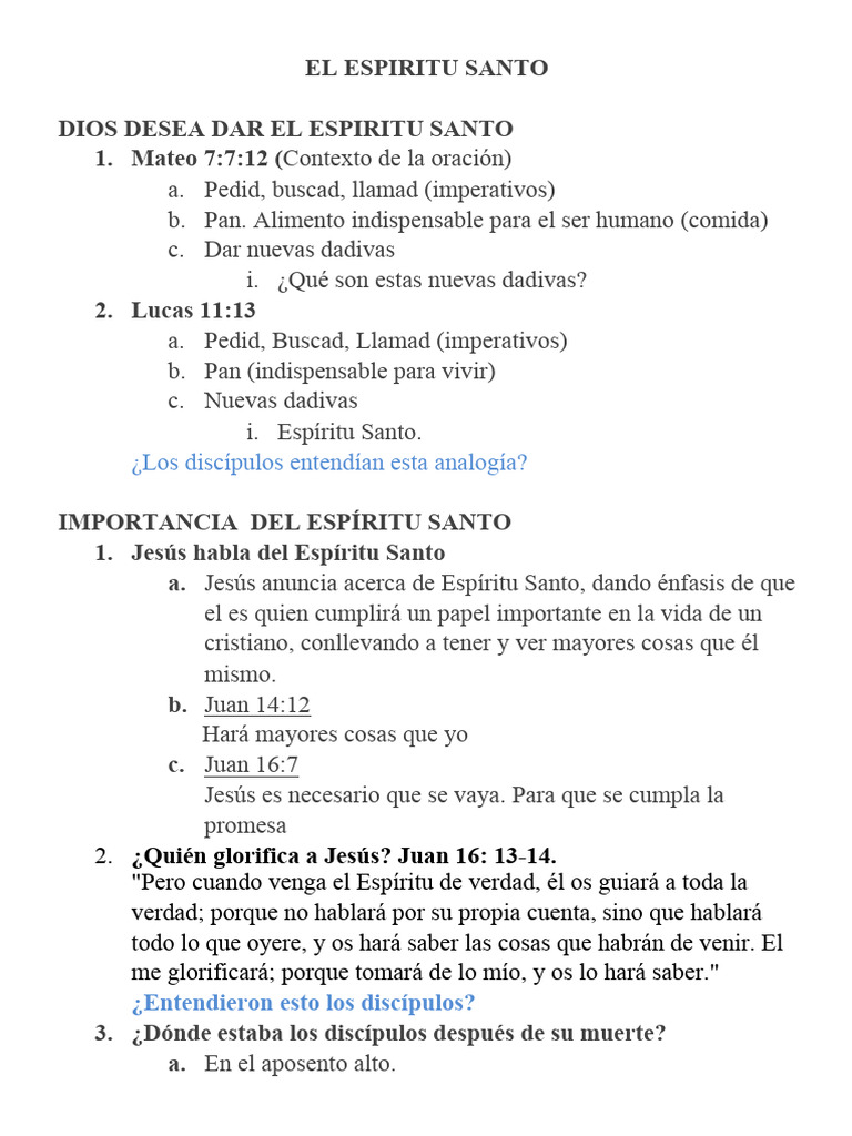 El Espiritu Santo | PDF | espíritu Santo | Jesús